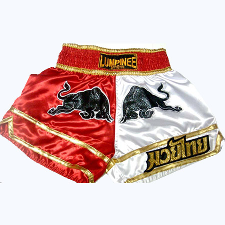 Lumpini Silver Red Muay Thai Short – Red Bull Style | Item Muay Thai ...